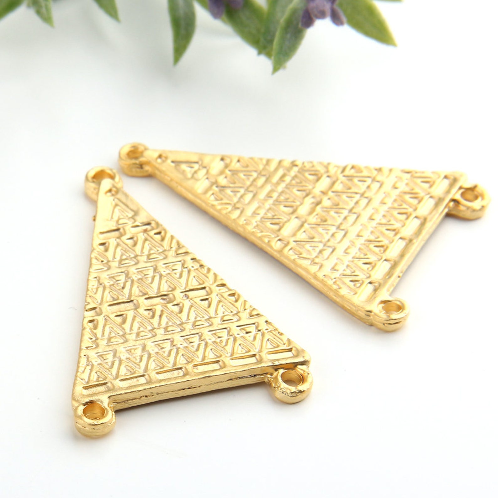 Largetribal Triangle Connectors 22k Gold Plated Triangle | Etsy