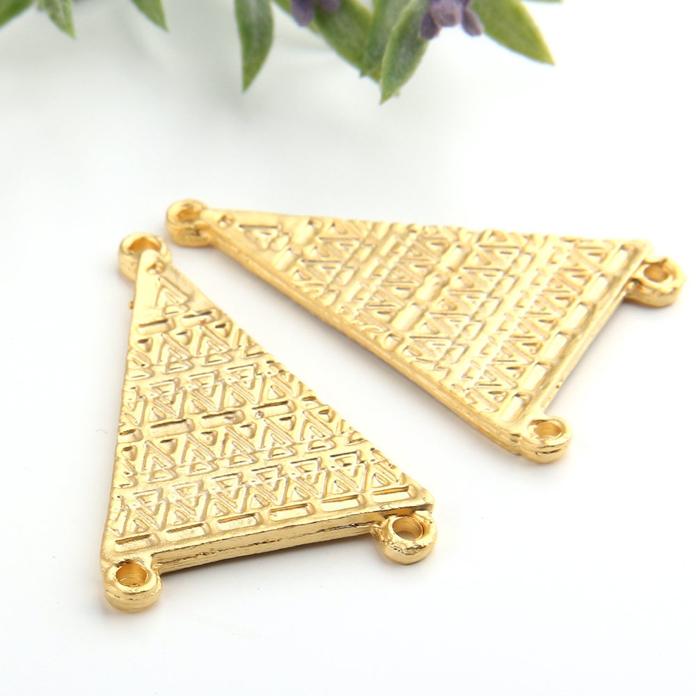 Largetribal Triangle Connectors, 22k Gold Plated, Triangle Links ...