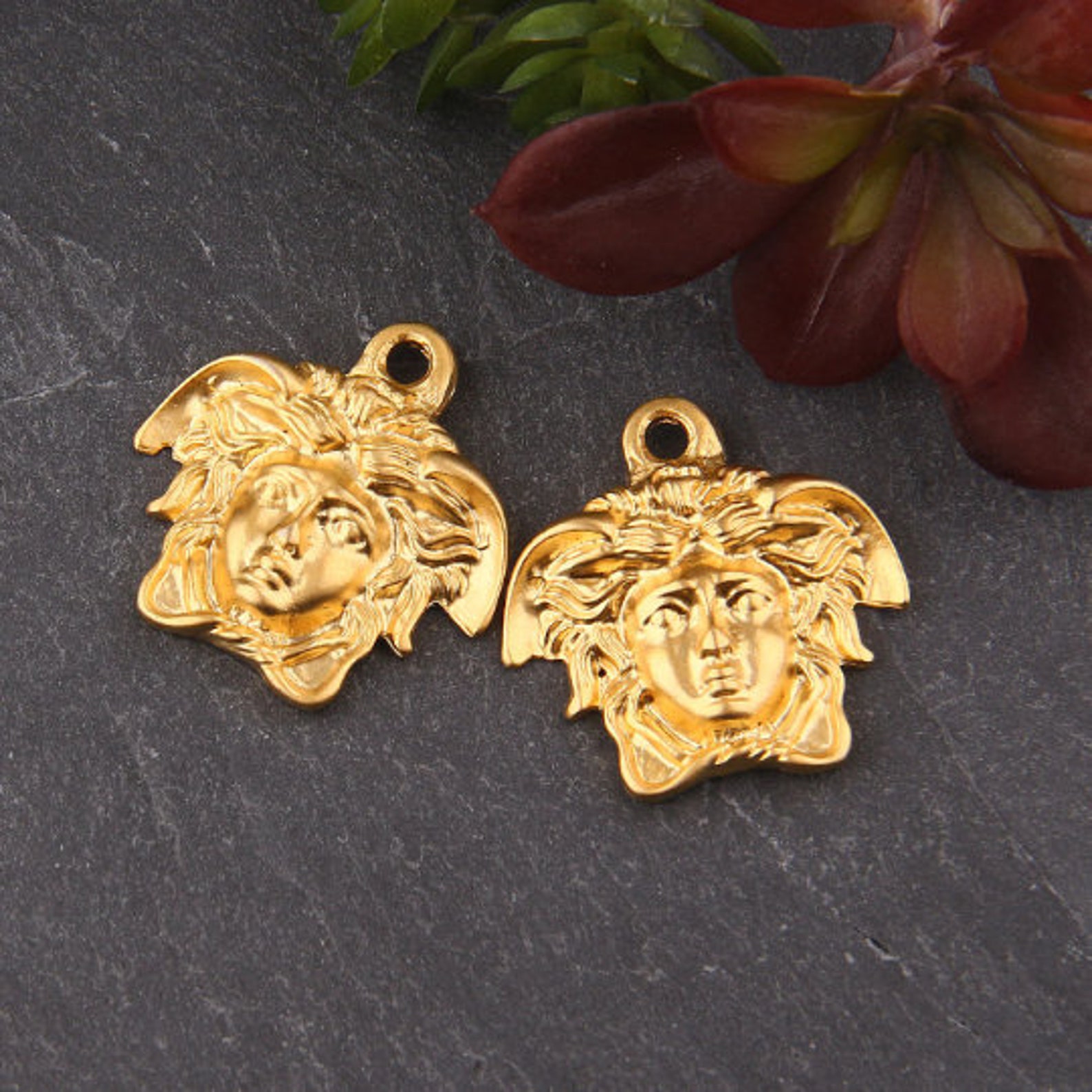 2 Medusa Pendant Charms, 1-sided Medusa Drop Charms, Medusa Pendant ...
