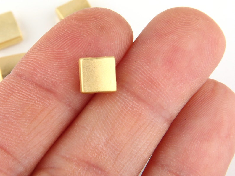 Plain Flat Square Beads 22K Gold Plated 10 pieces // GB-120 | Etsy