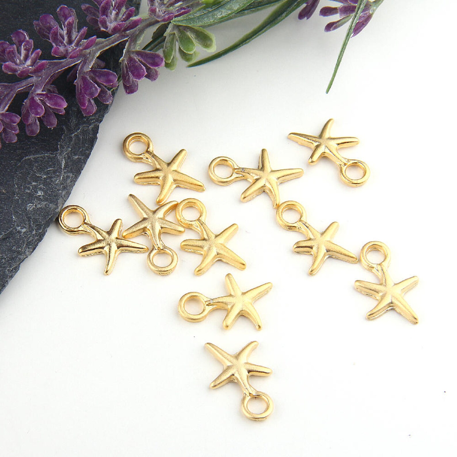Gold Mini Sea Star Charms Bronze Starfish Charms 10 Pieces - Etsy