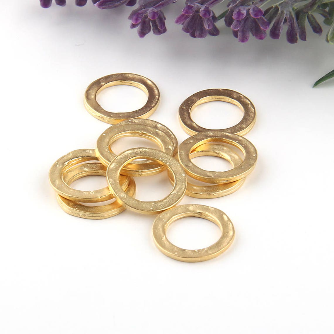 Gold Mini Flat Circle Connectors Circle Organic Connectors - Etsy