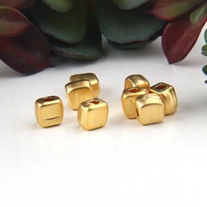 8 Gold Organic Mini Square Metal Beads, Gold Cube Beads, 7.5mm // GB ...