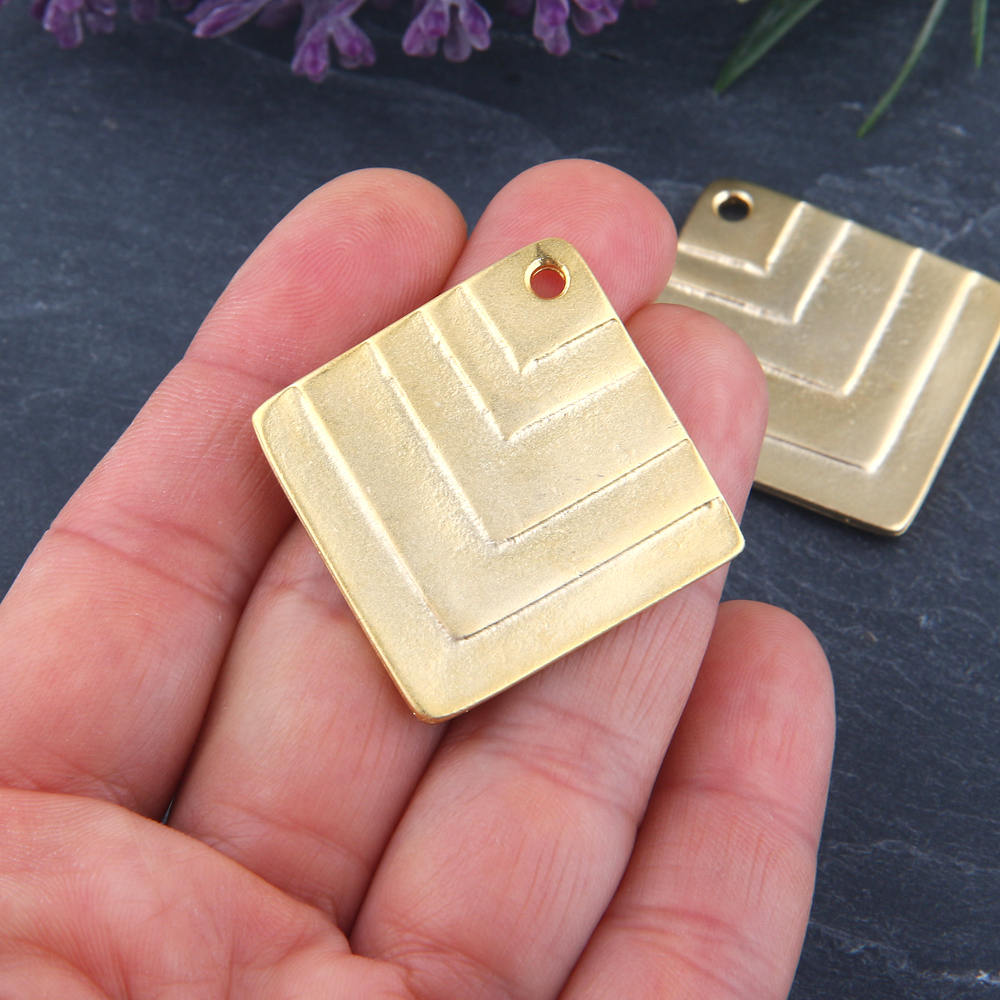 Metal Diamond Shaped Tiered Pendant, Gold Plated,geometric Metal ...