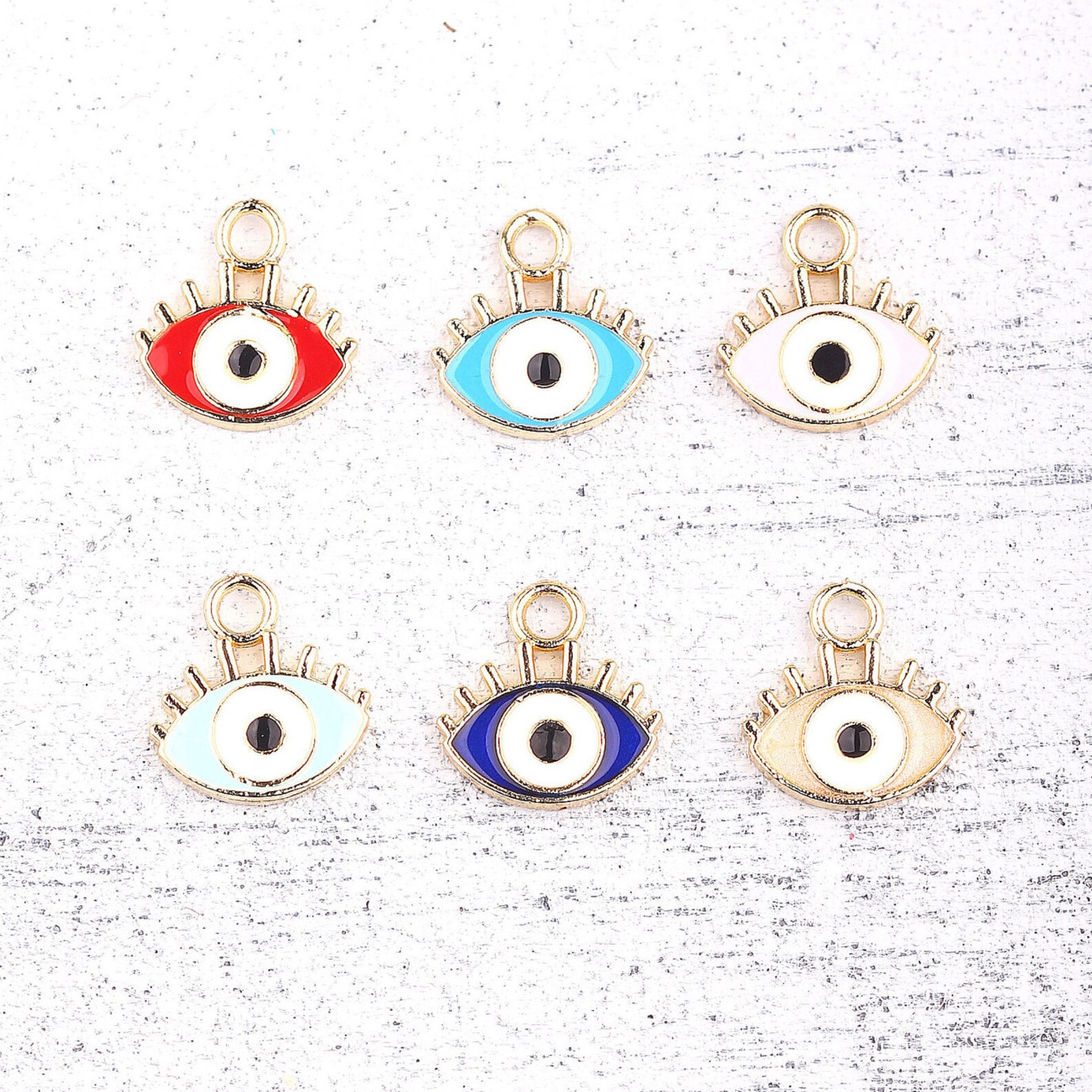 Evil Eye Charms, Enamel Evil Eye Charms, Minimalist Eye Charms, Good ...