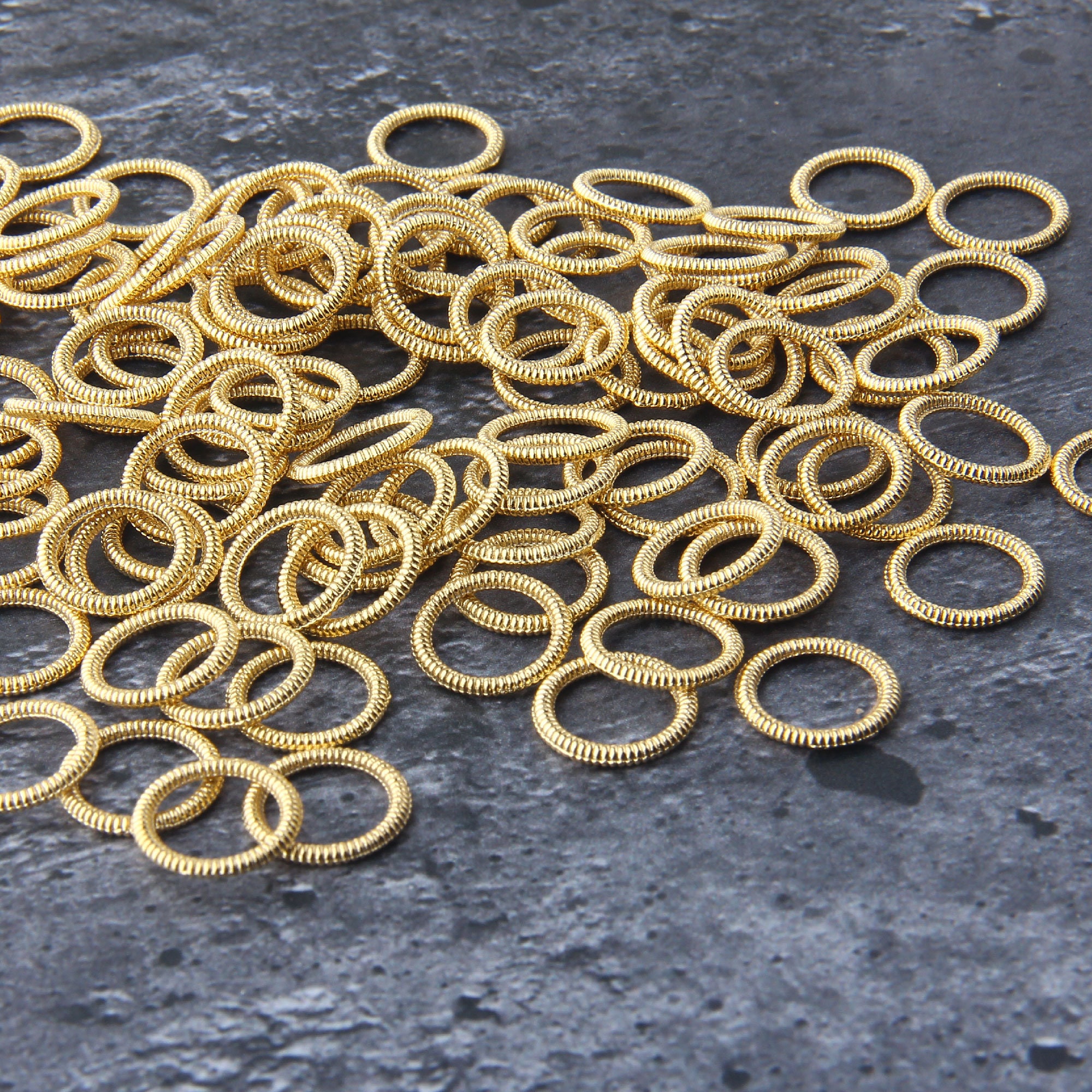 Closed Jump Ring Textured Jump Rings 13mm Jump Ring Gold - Etsy