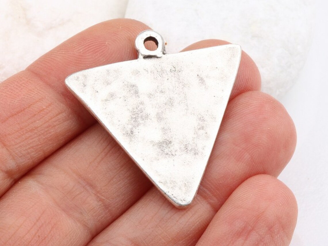 Silver Plated Triangle Pendants 2 Pieces Jewelry Pieces // - Etsy