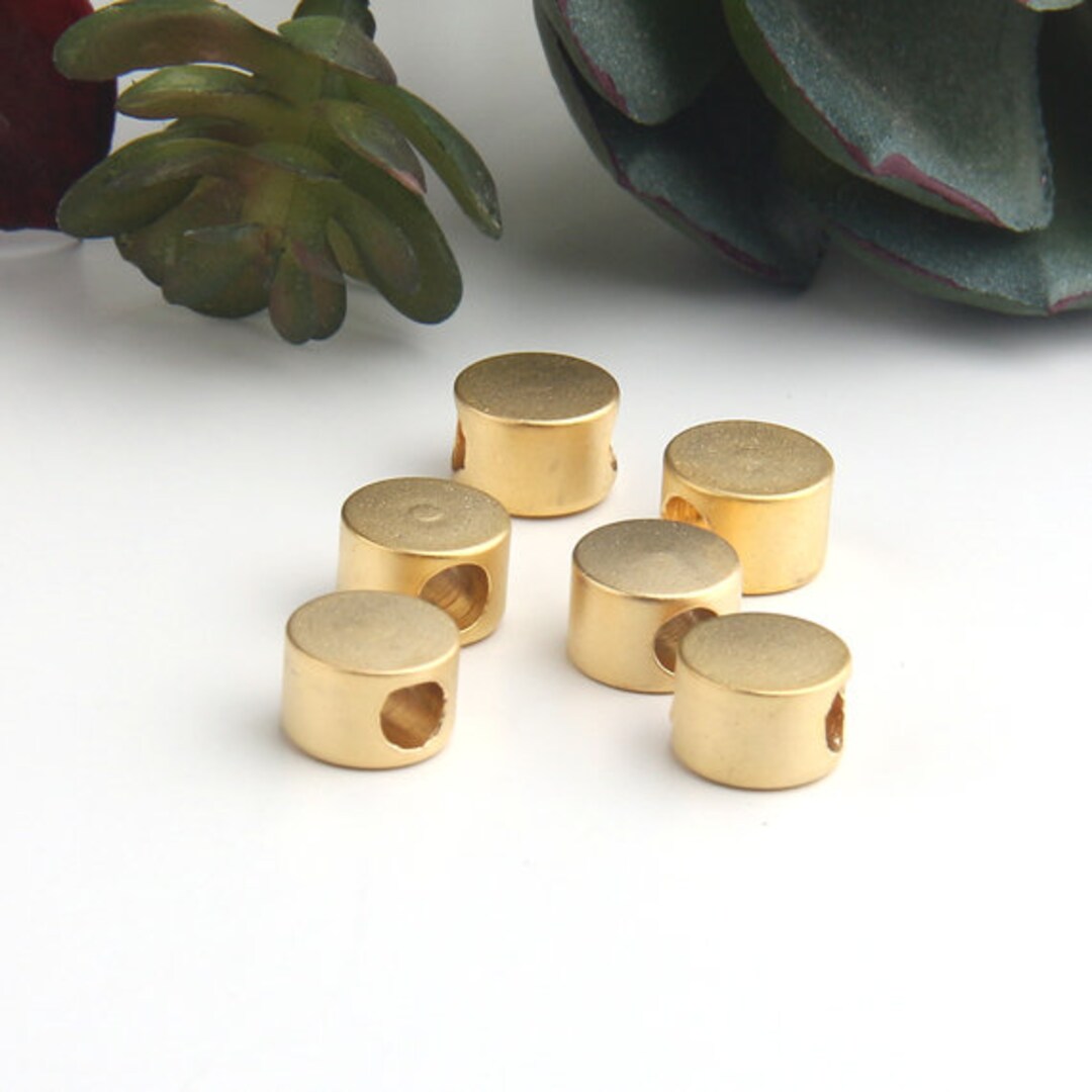 Gold, Round Smooth Bead Sliders, Gold Beads, Bead Spacers, 6 Pieces ...