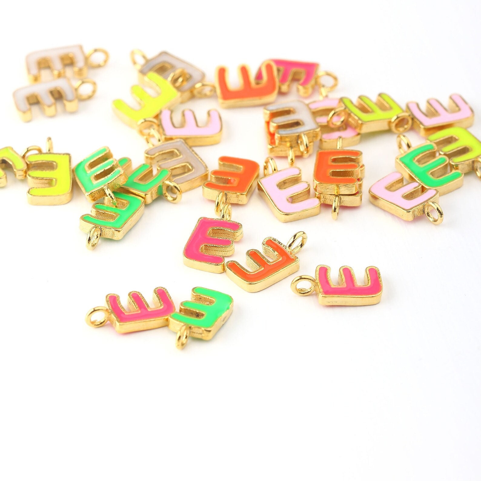 1 Letter V Charm, Enamel Letter Charms, Enamel Alphabet Charms, Letter ...