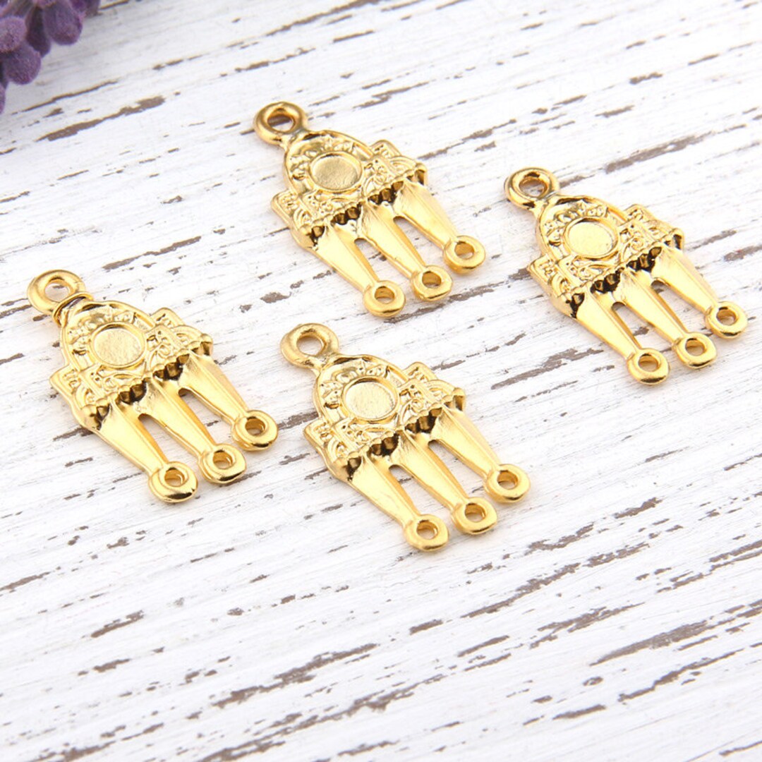 Triple Loop Connector, Tribal Multi Loop Link, 22k Matte Gold Plated, 4 ...