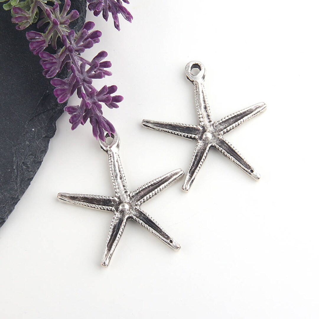 Silver Plated Star Pendant, Sea Star, Starfish Pendant, Starfish Charms ...