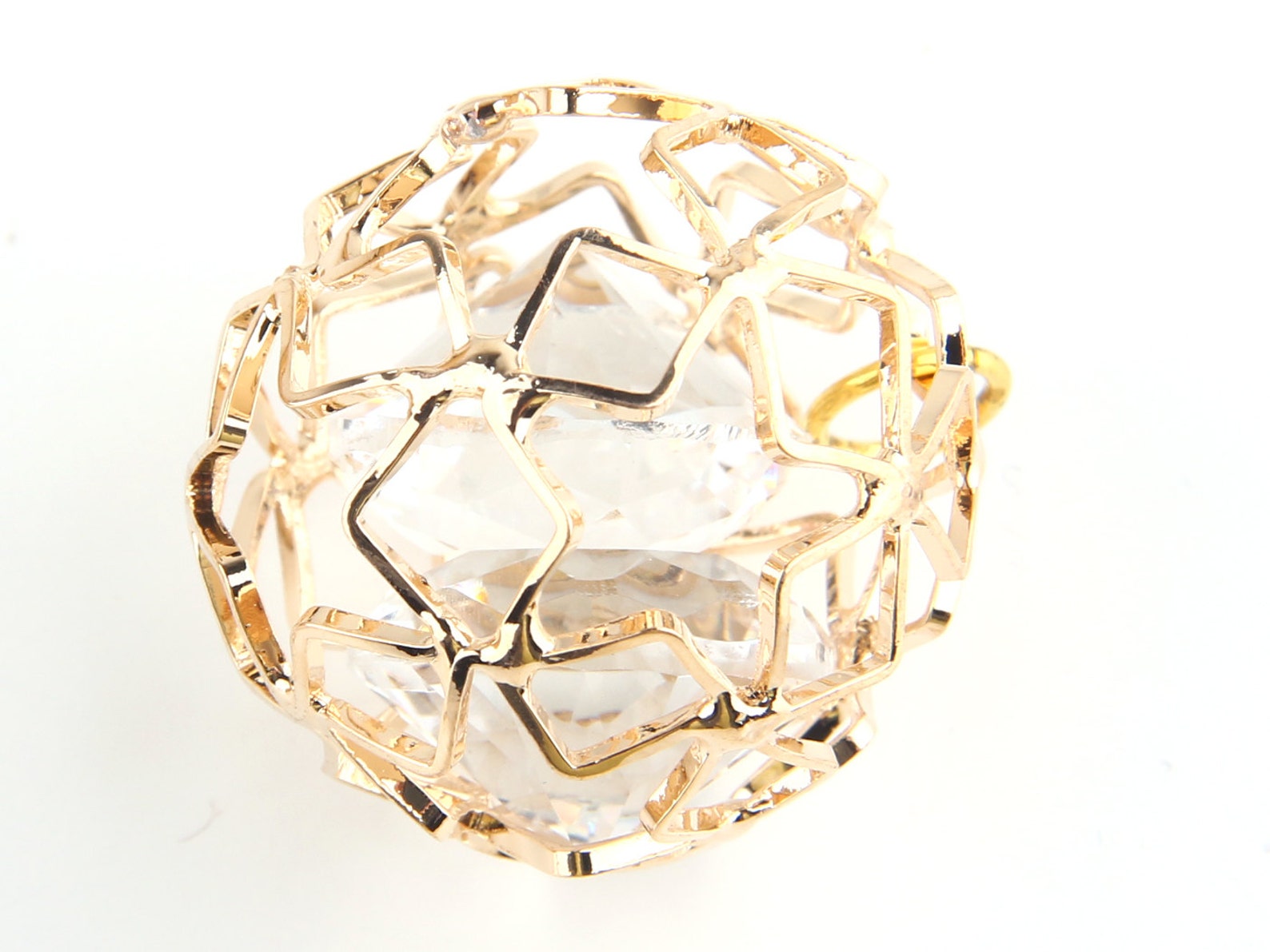 Caged Crystal Large Sphere Pendant, Gold Tone, 1 Piece // GP-405 - Etsy