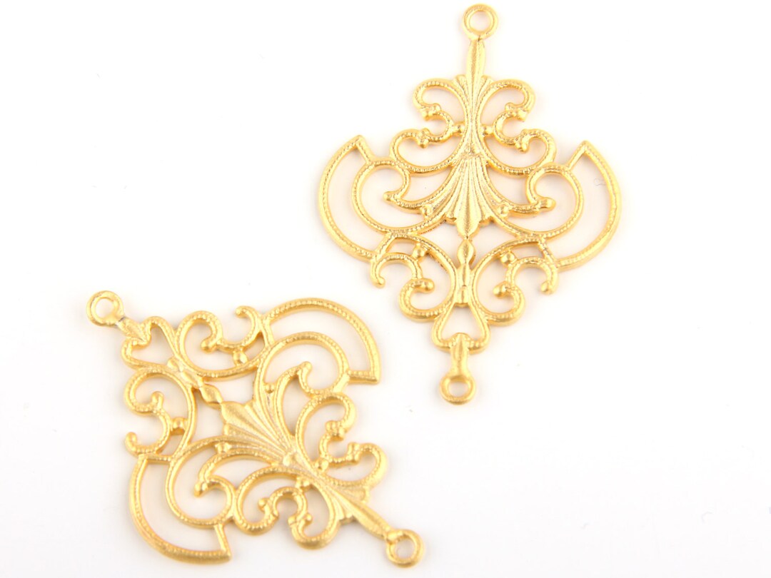Gold Plated Chandelier Fretwork Connector, 2 Piece - Jewelry Supplies ...