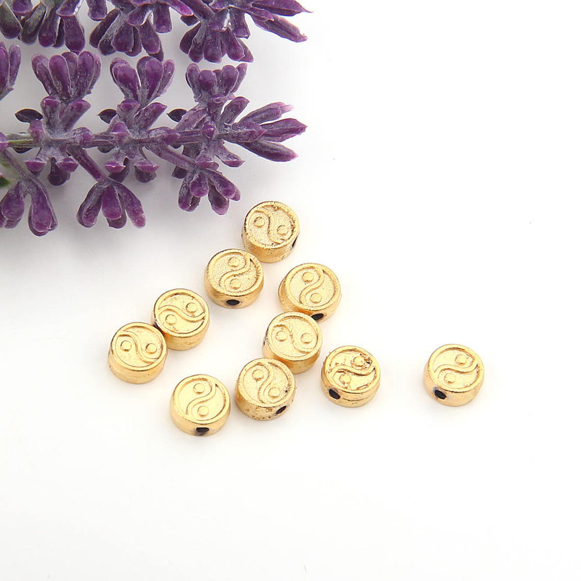 Gold Ying/yang Beads Flat Ying/yang Beads Double Sided 10 | Etsy