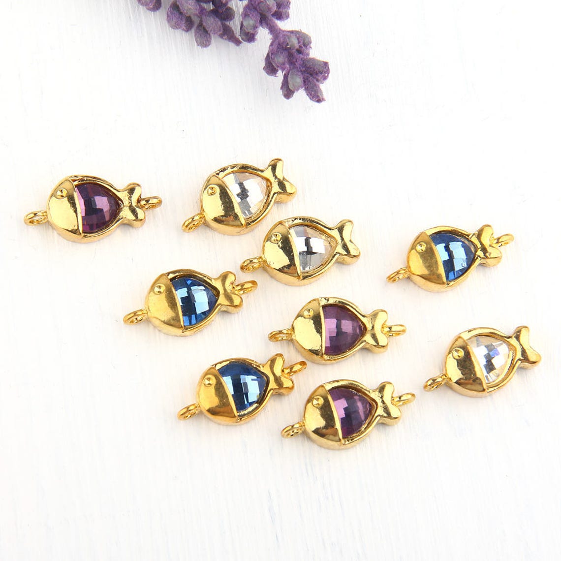 Blue Gold Fish Connector Fish Link Animal Jewelry Supplies | Etsy