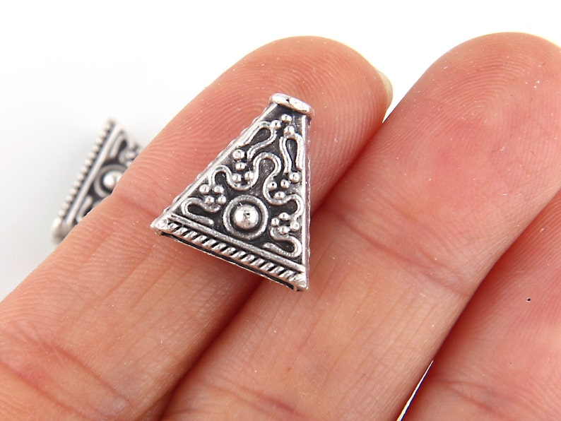 Silver Triangle Cord Ends / Mini Tassel Caps 14 Mm 6 Pieces - Etsy