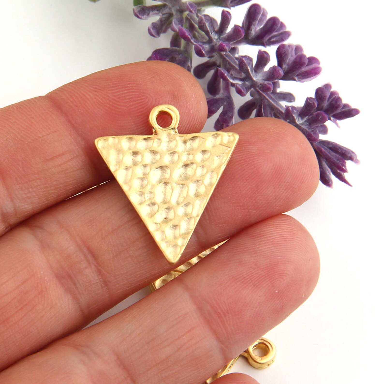 Hammered Triangle Pendants 22k Gold Plated Triangle Charms - Etsy