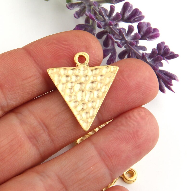 Hammered Triangle Pendants 22k Gold Plated Triangle Charms - Etsy
