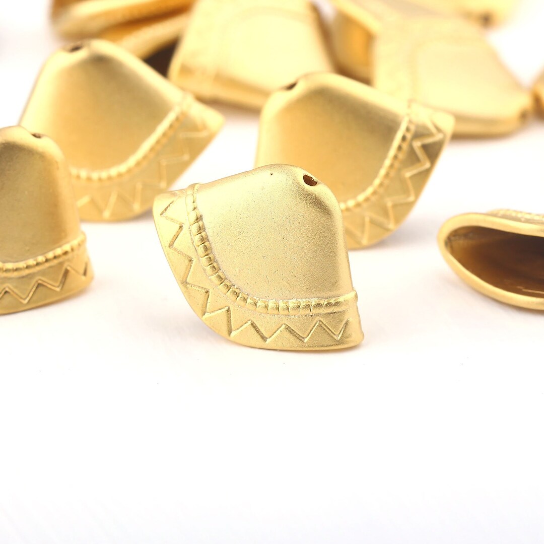 Wide End Cap, Flat End Cap, Wide Brass Cap, Tassel Caps, Gold Cone Cap ...