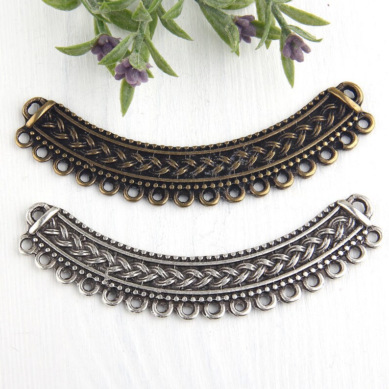 Antique Bronze Large Collar Pendant Connector with Braid | Etsy