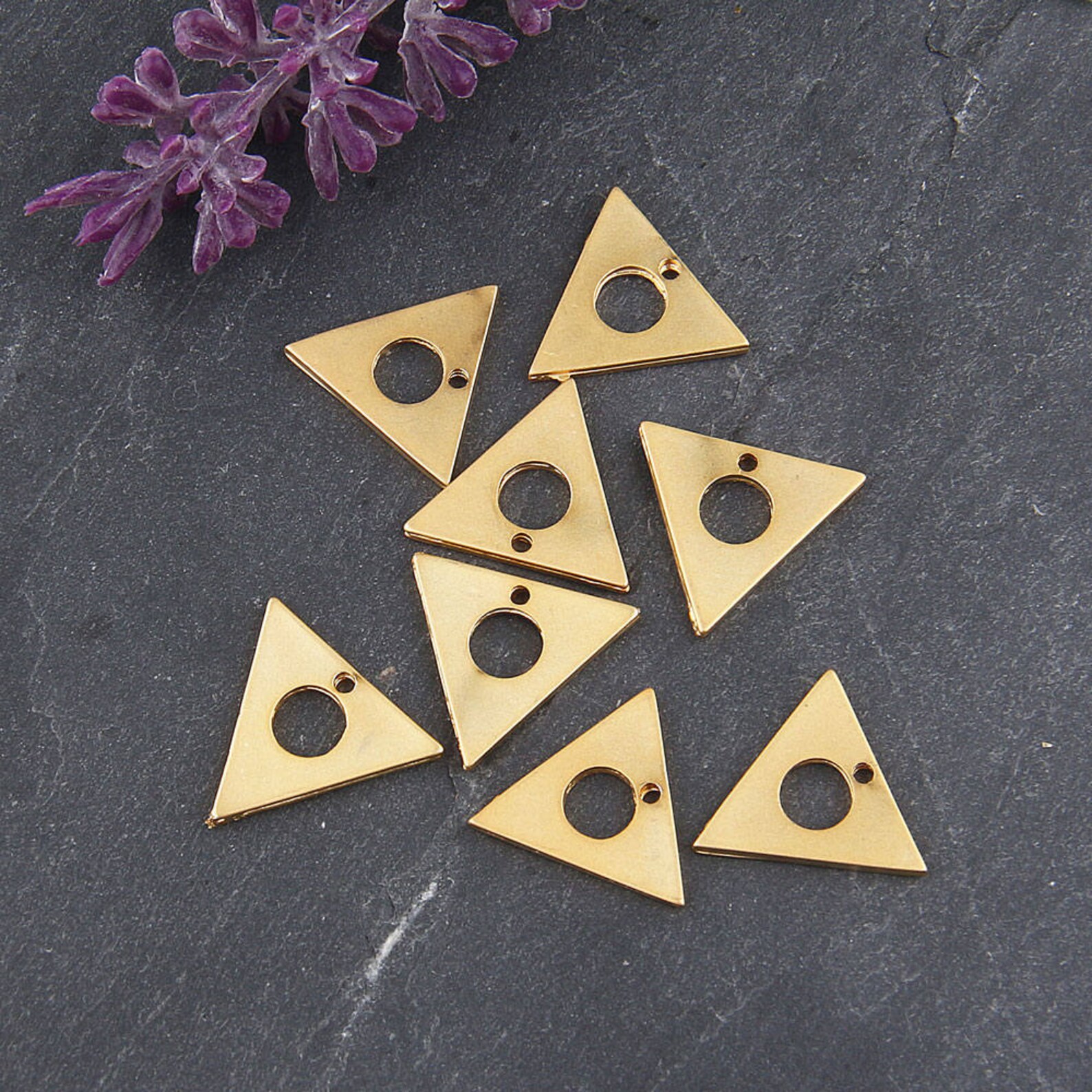 Gold, Mini Triangle Charms, Triangle Dangles, Geometric Charms, 8 ...
