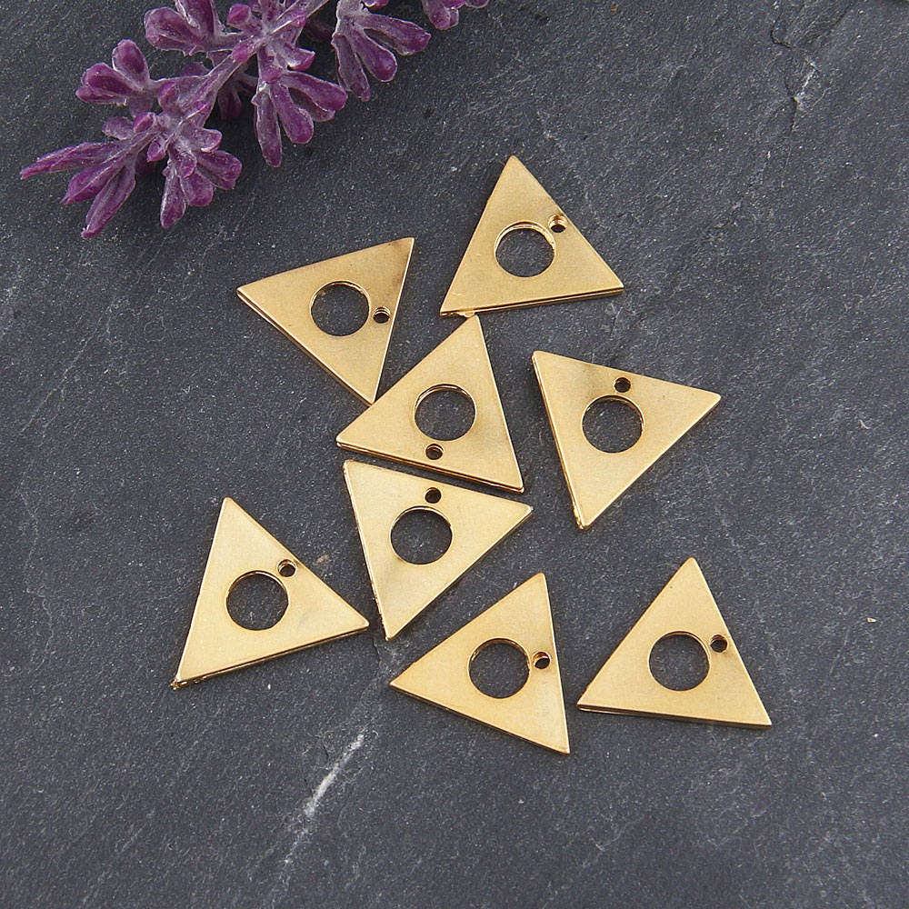 Gold Mini Triangle Charms Triangle Dangles Geometric | Etsy