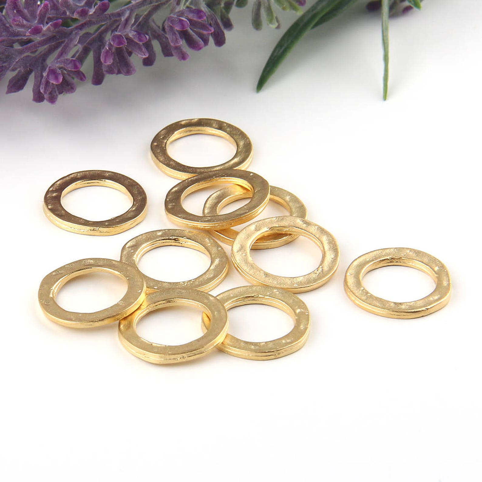 Gold, Mini Flat Circle Connectors, Circle Organic Connectors, Gold Ring ...