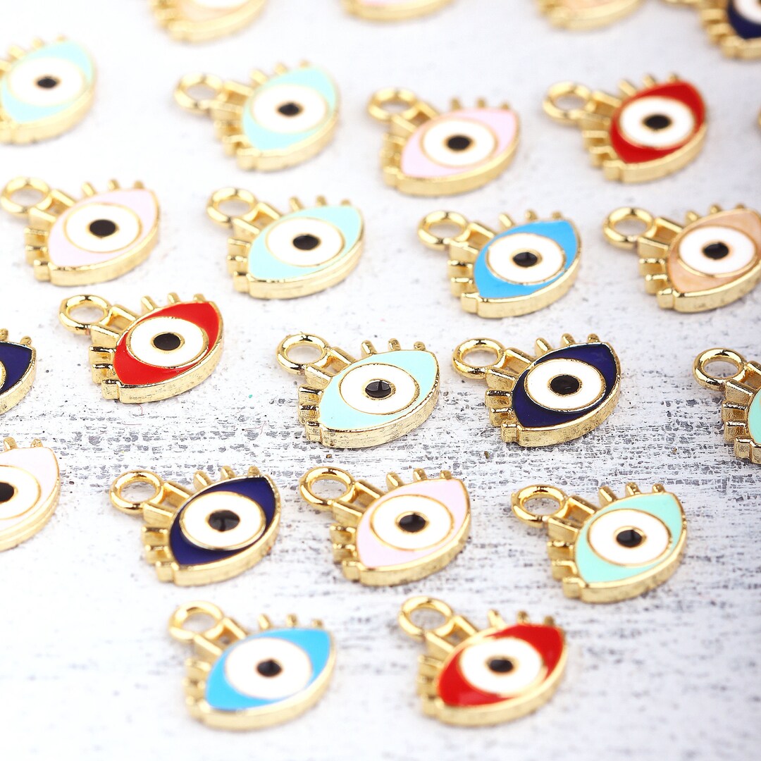 Evil Eye Charms, Enamel Evil Eye Charms, Minimalist Eye Charms, Good ...