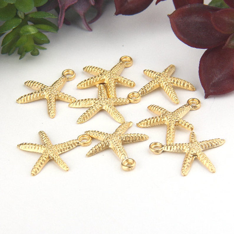 Matte Gold, Star Fish Charms, Beach Charms, Nautical Charms, 8 Pieces ...
