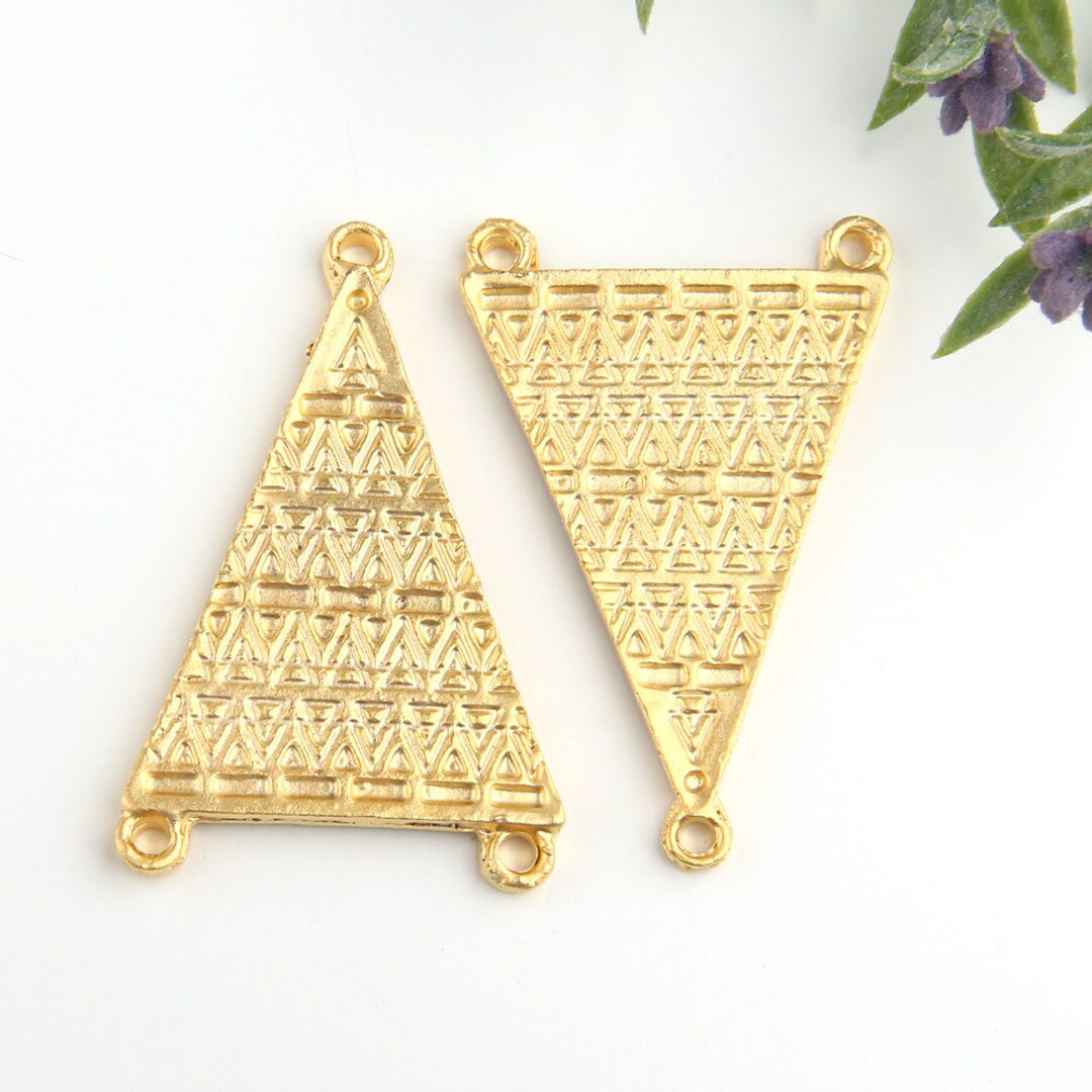 Largetribal Triangle Connectors, 22k Gold Plated, Triangle Links ...
