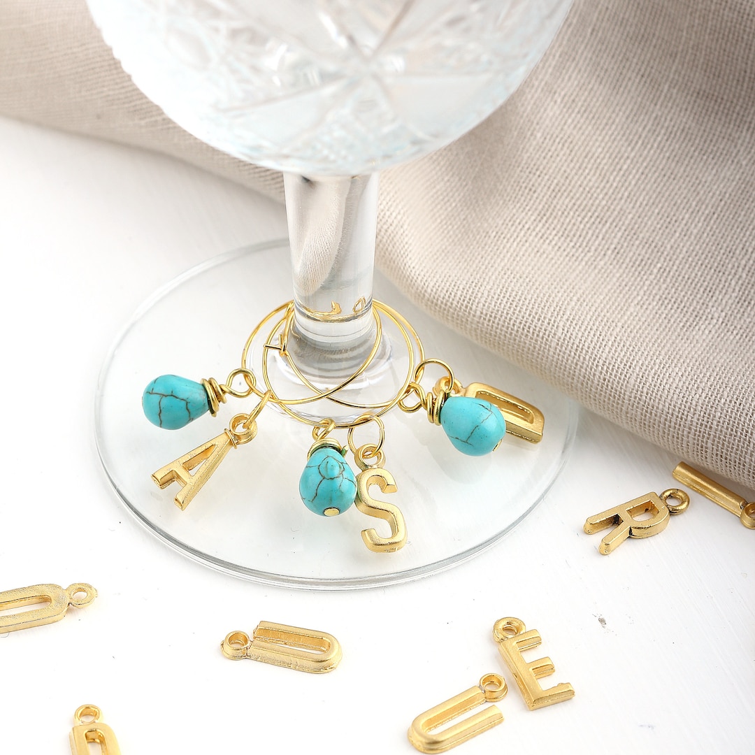 1 Letter Wine Glass Charm, Customized Drink Tags, Personalized Wine ...