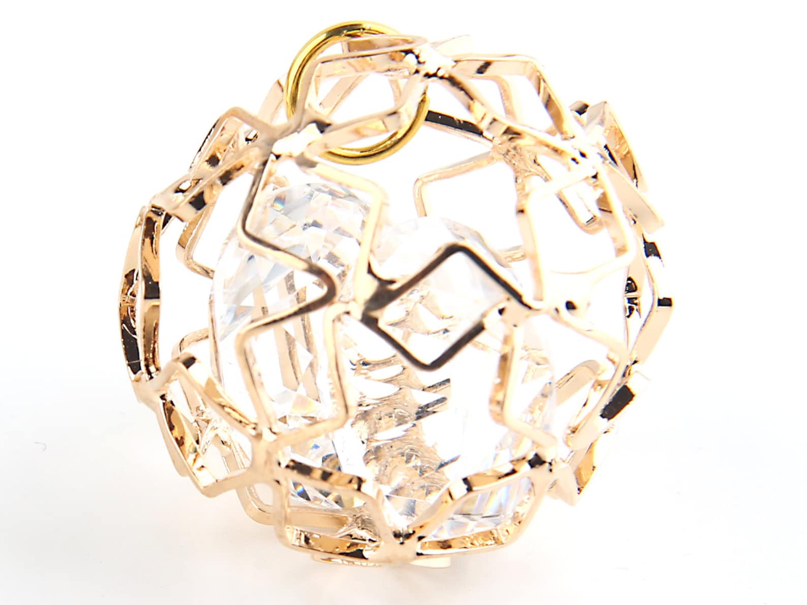 Caged Crystal Large Sphere Pendant, Gold Tone, 1 Piece // GP-405 - Etsy