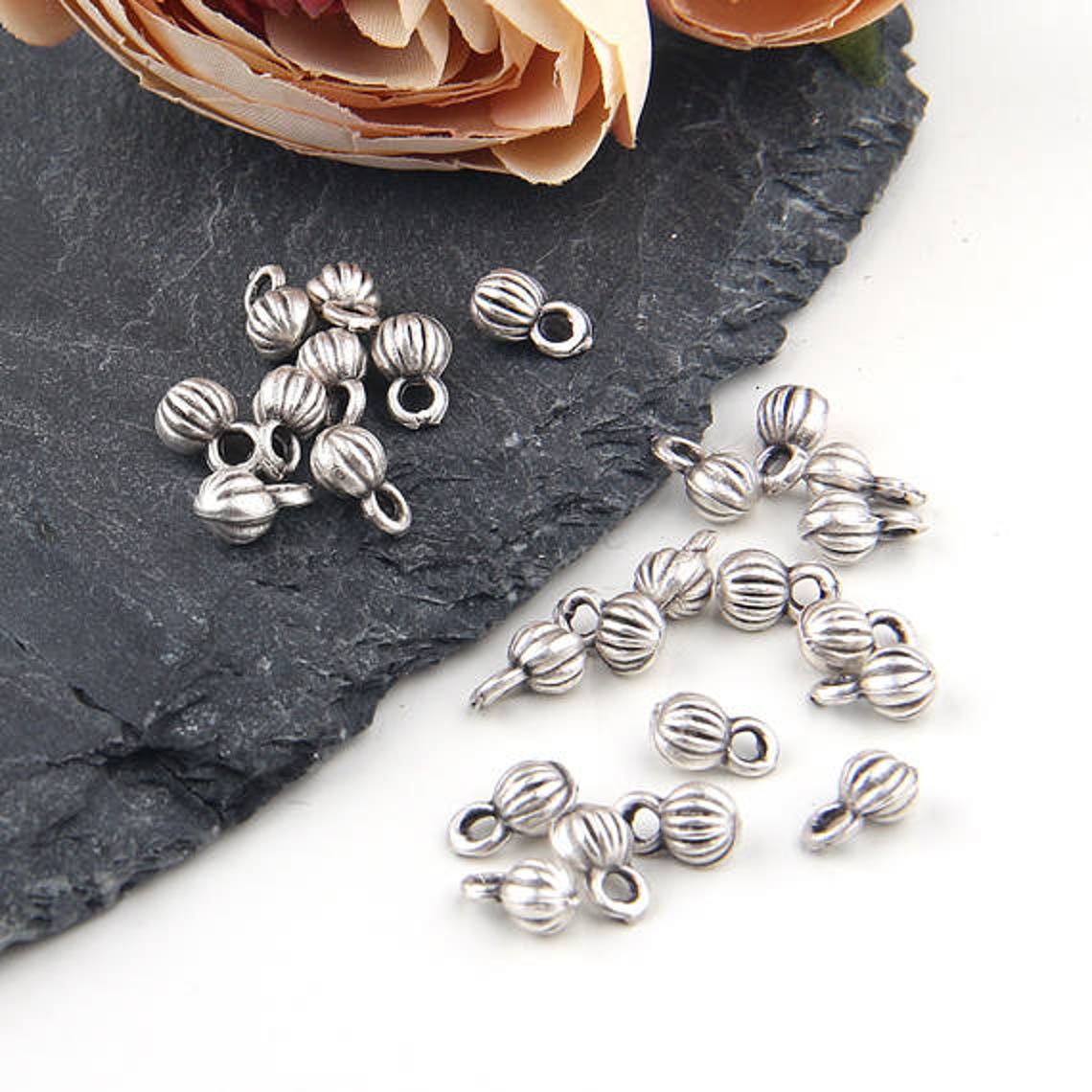 Tiny Striped Silver Charms / Mini Charms / Mini Silver Charms | Etsy