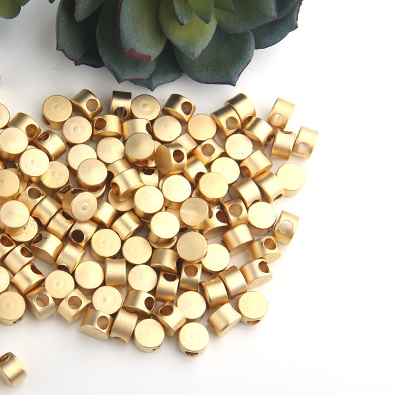 Gold, Round Smooth Bead Sliders, Gold Beads, Bead Spacers, 6 Pieces ...