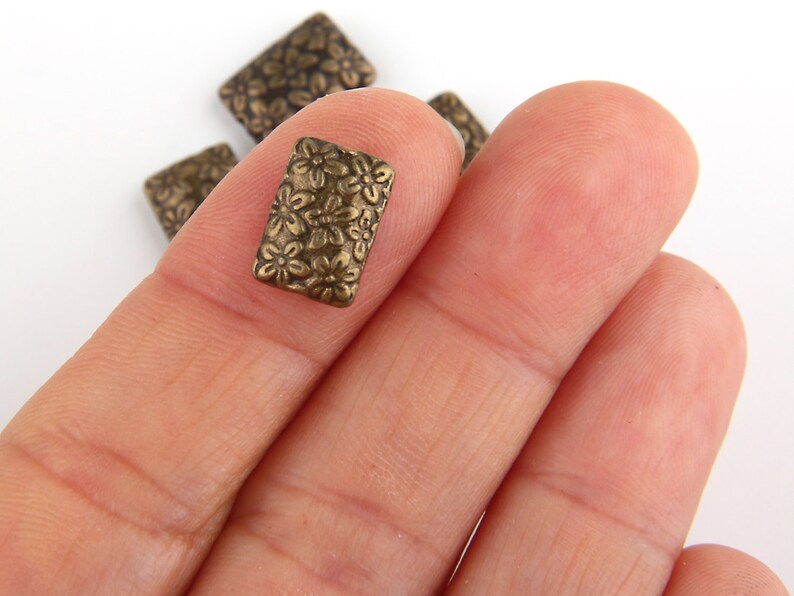 Rectangular Pillow Beads with Floral Embossed Embossed Beads | Etsy