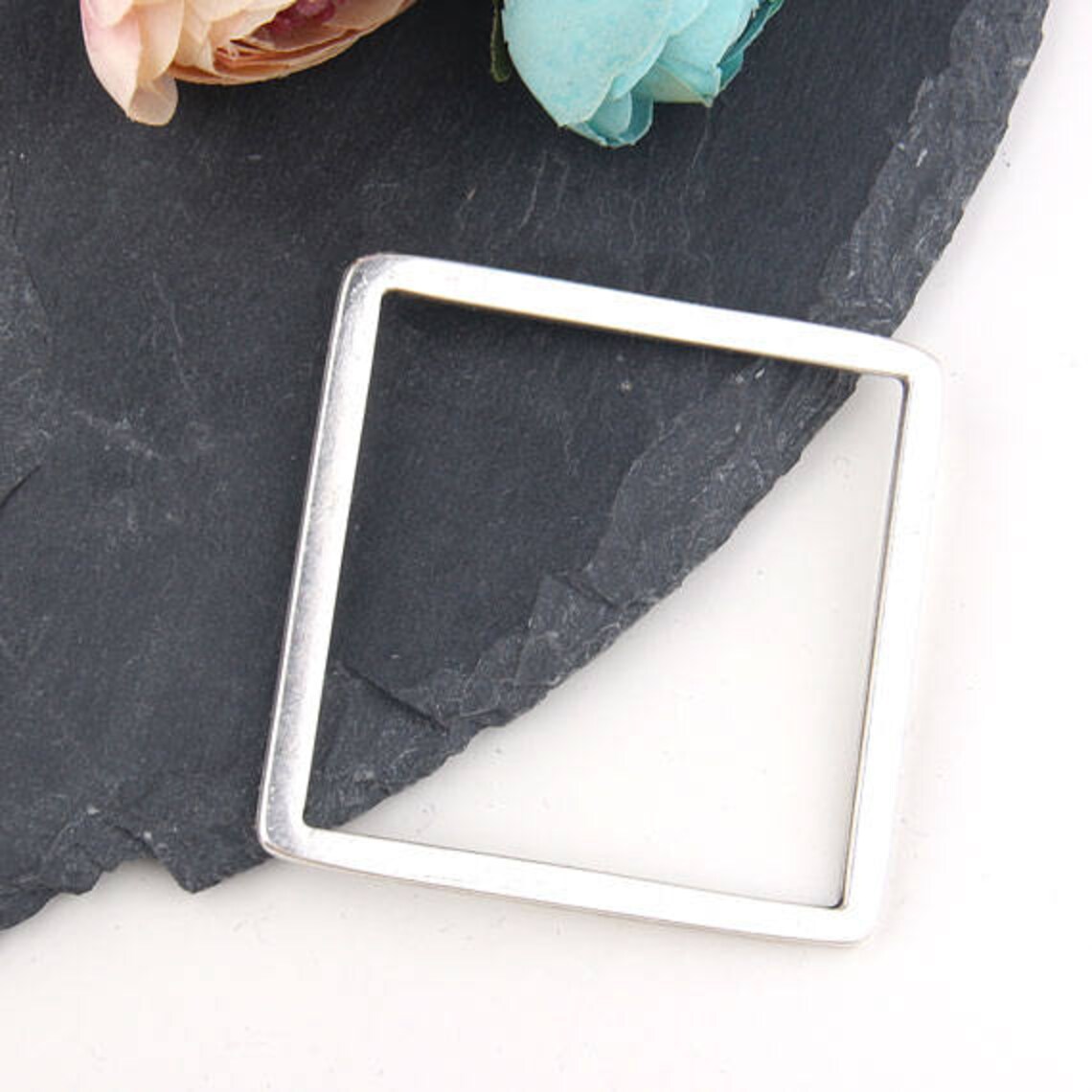 Large Square Loop Connector Pendant, Silver Square Pendant, Closed Loop ...