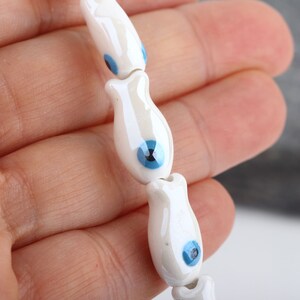 3 Ceramic Fish Beads, Ceramic Evil Eye Beads, Fish Beads, Handmade ...