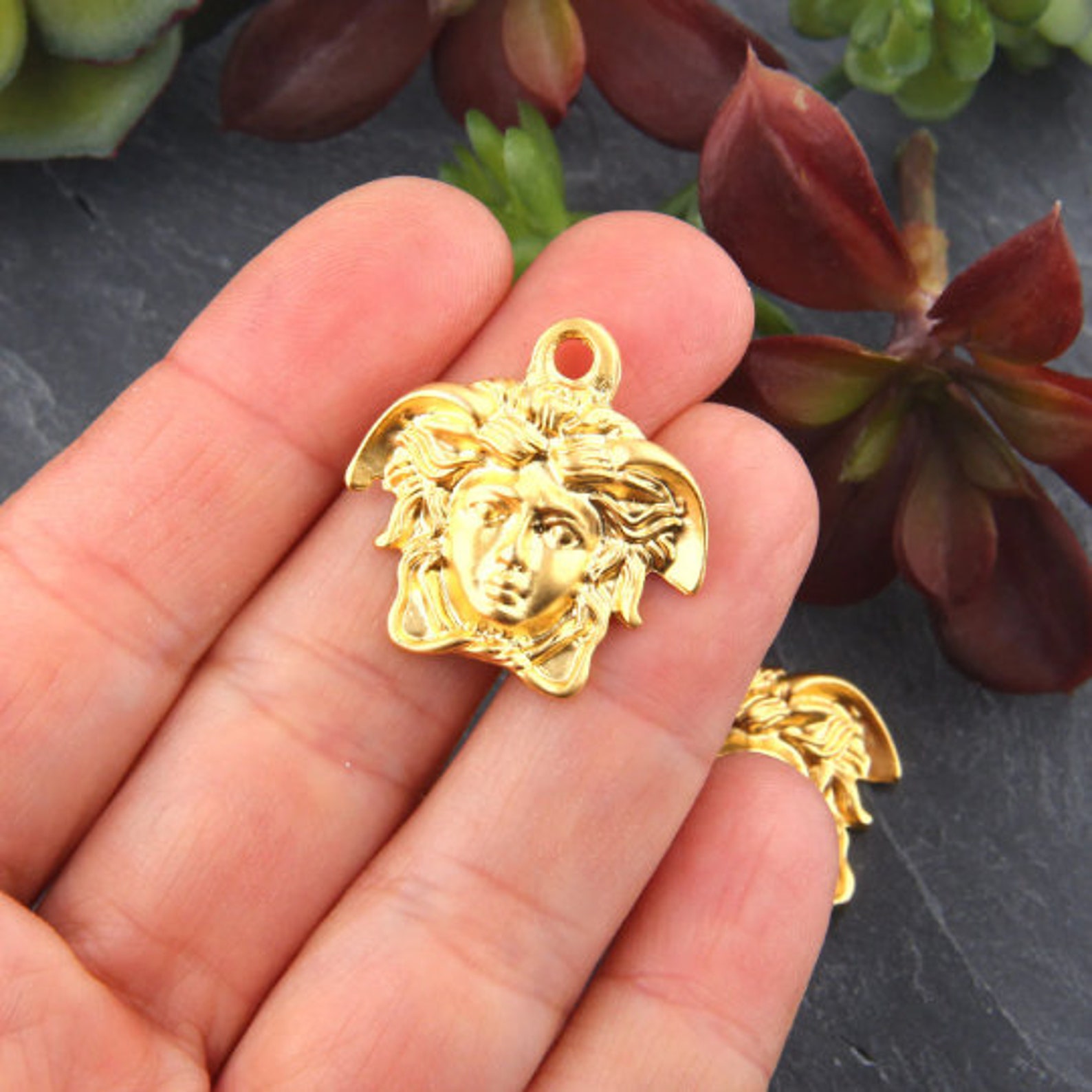 2 Medusa Pendant Charms, 1-sided Medusa Drop Charms, Medusa Pendant ...
