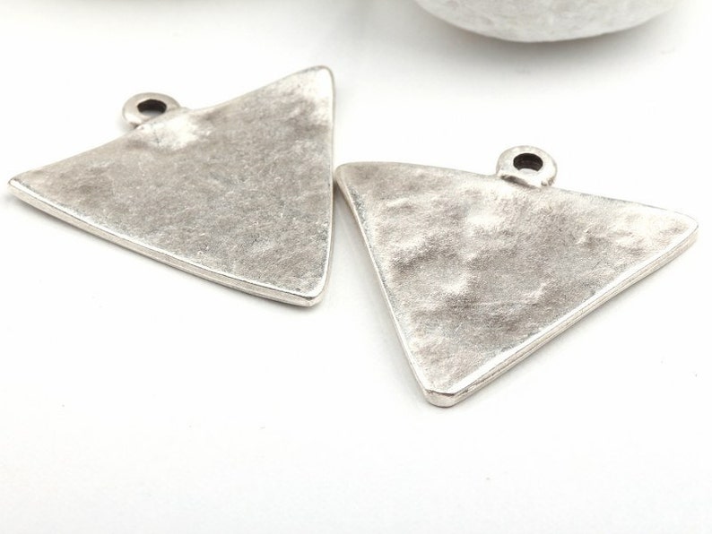 Silver Plated Triangle Pendants 2 Pieces Jewelry Pieces // - Etsy