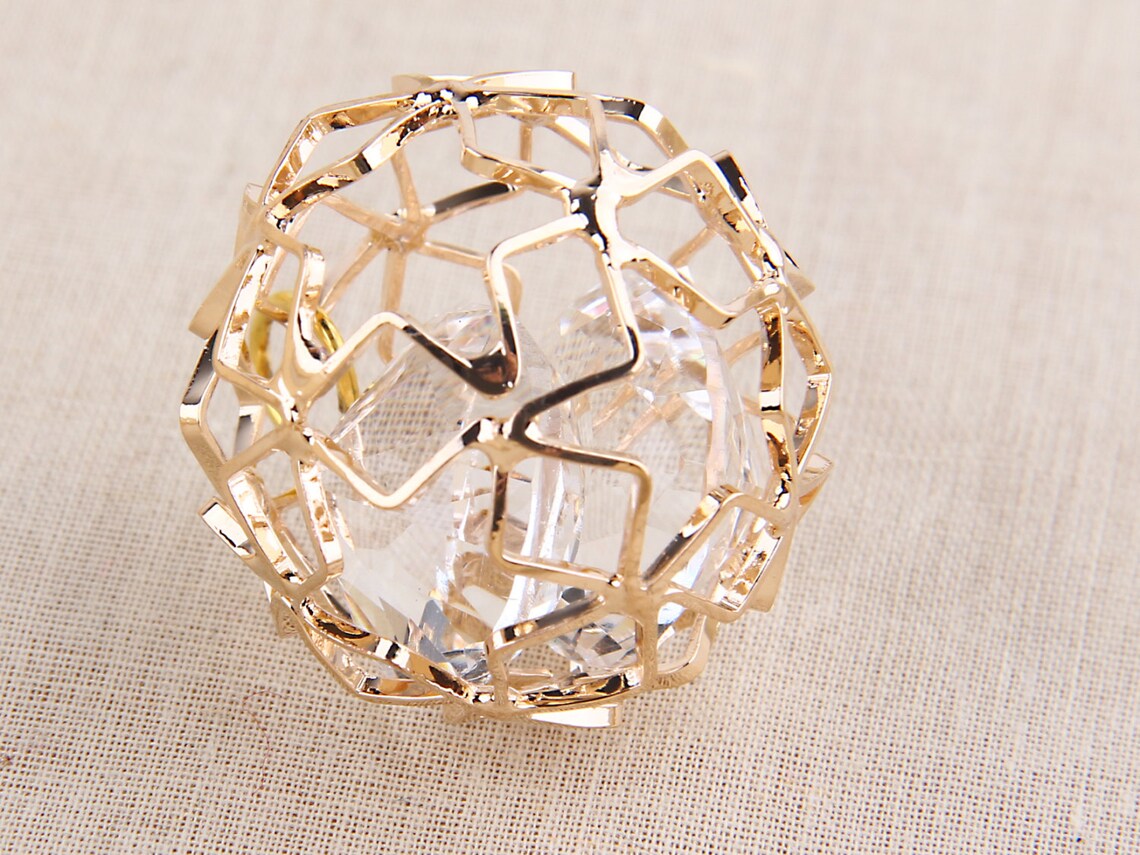 Caged Crystal Large Sphere Pendant, Gold Tone, 1 Piece // GP-405 - Etsy