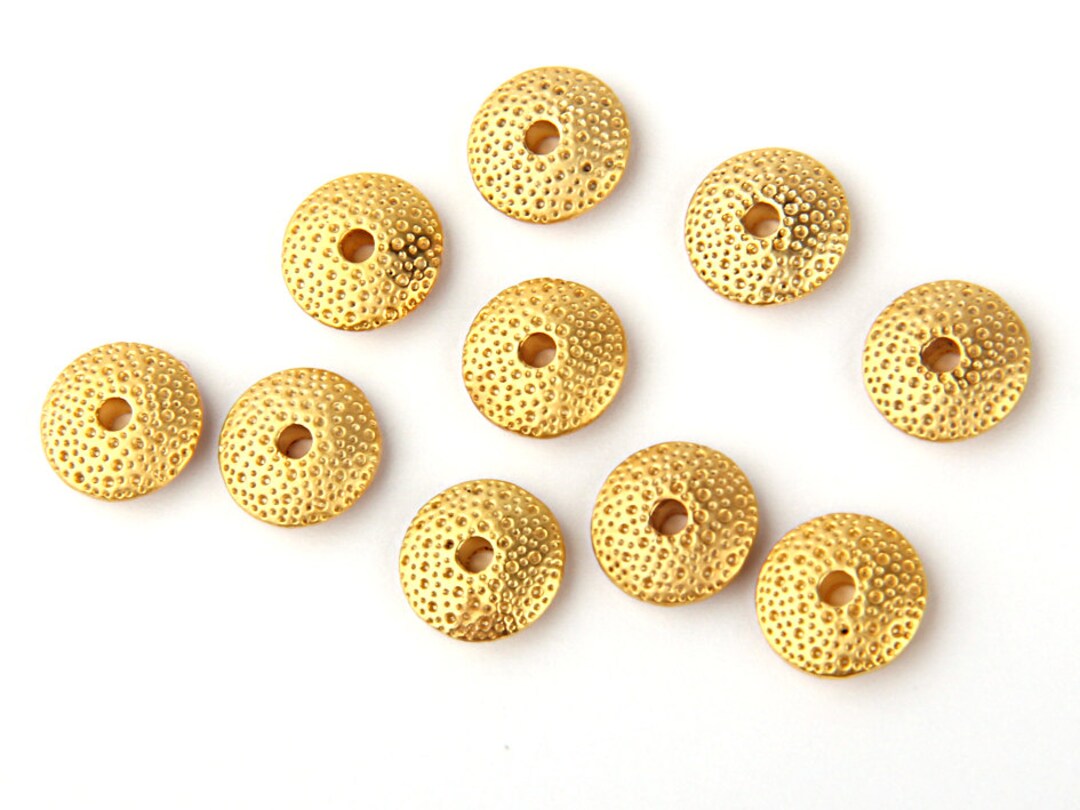Spongy Round Disc Beads, Gold Plated, 10 Pieces // GB-083 - Etsy