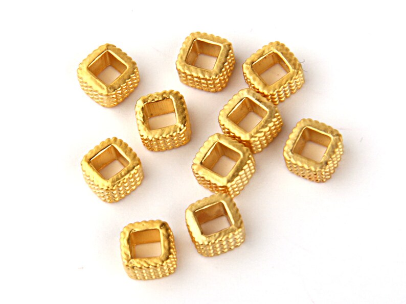 Open Square Chequered Bead Sliders, Gold Plated, 10 Pieces // GB-082 - Etsy