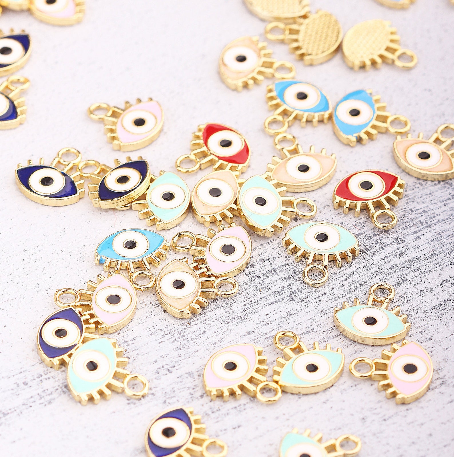 Evil Eye Charms, Enamel Evil Eye Charms, Minimalist Eye Charms, Good ...