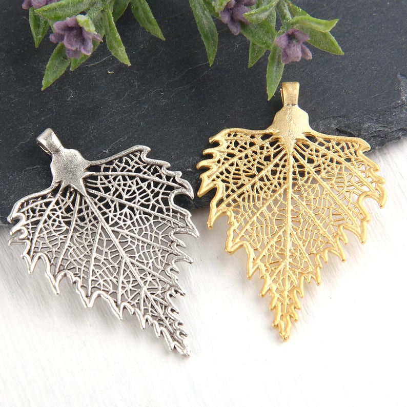 Silver, Large Detailed Leaf Pendant, Leaf Jewelry, Leaf Necklace,1 ...