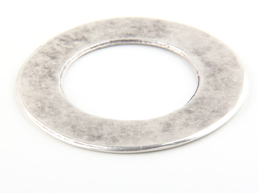Large Flat Circle Pendant Connector, Matte Silver Plated, 1 Piece // SC ...