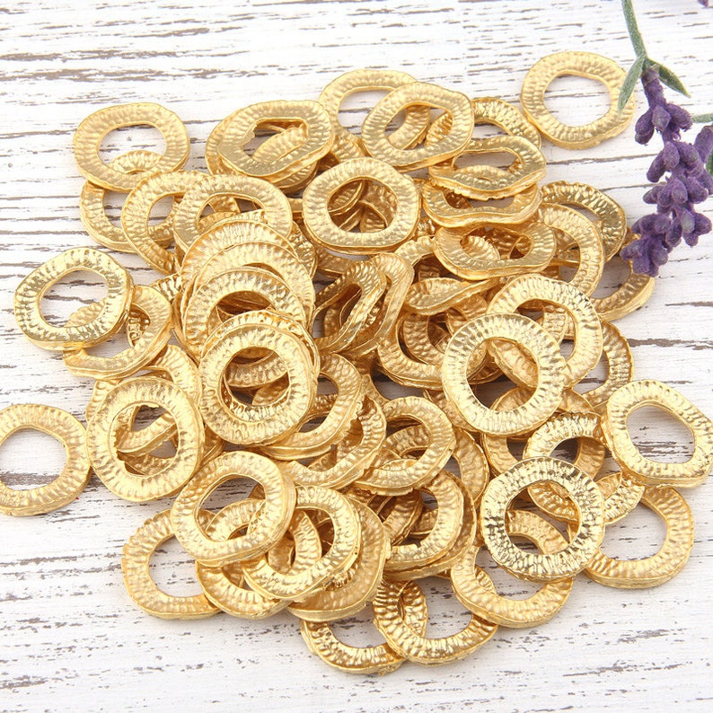 Textured Gold Loops, Links, Connectors, Large Jump Rings, Closed Large ...