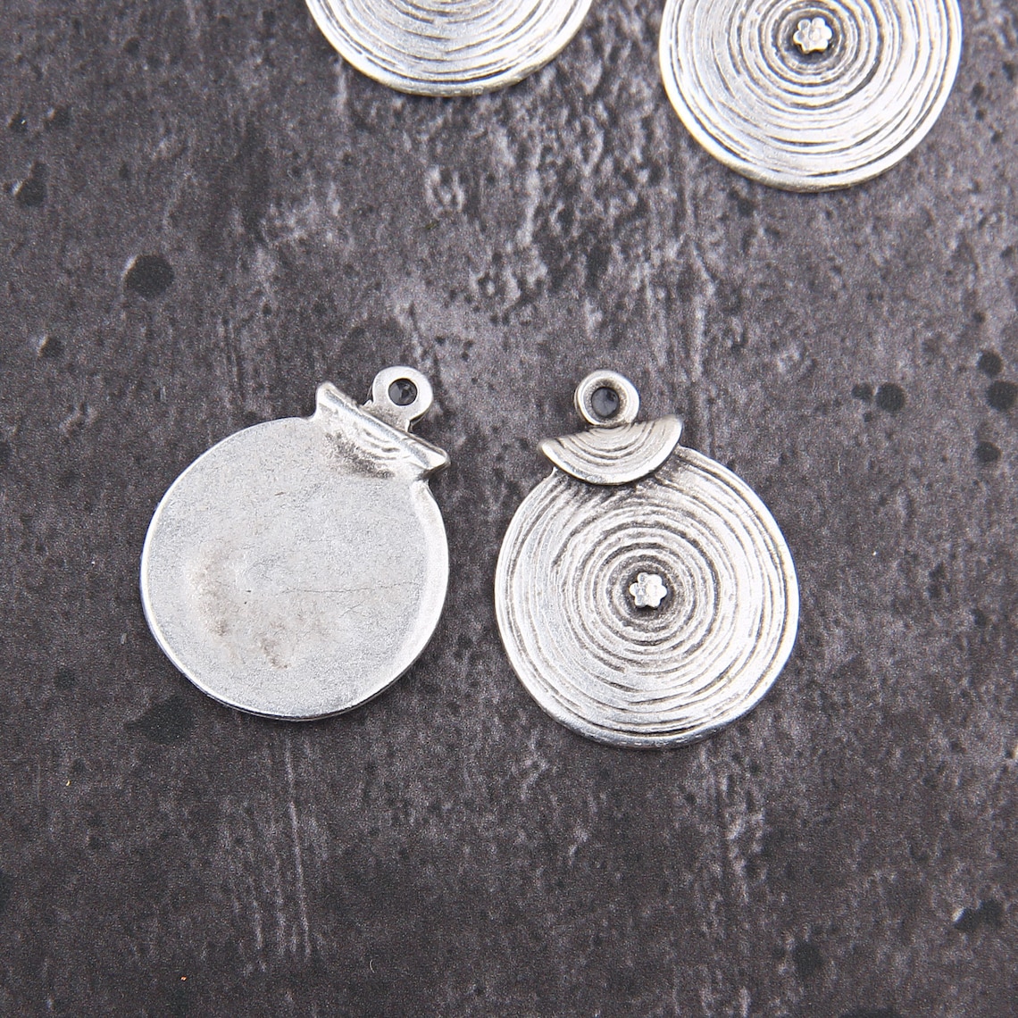 Round Flat Pendants Round Flat Charms Silver Flat Pendants - Etsy