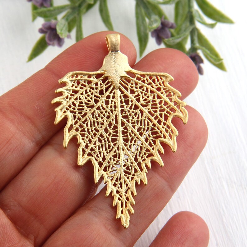 Gold, Large Detailed Leaf Pendant, Leaf Jewelry, Leaf Necklace,1 Piece ...