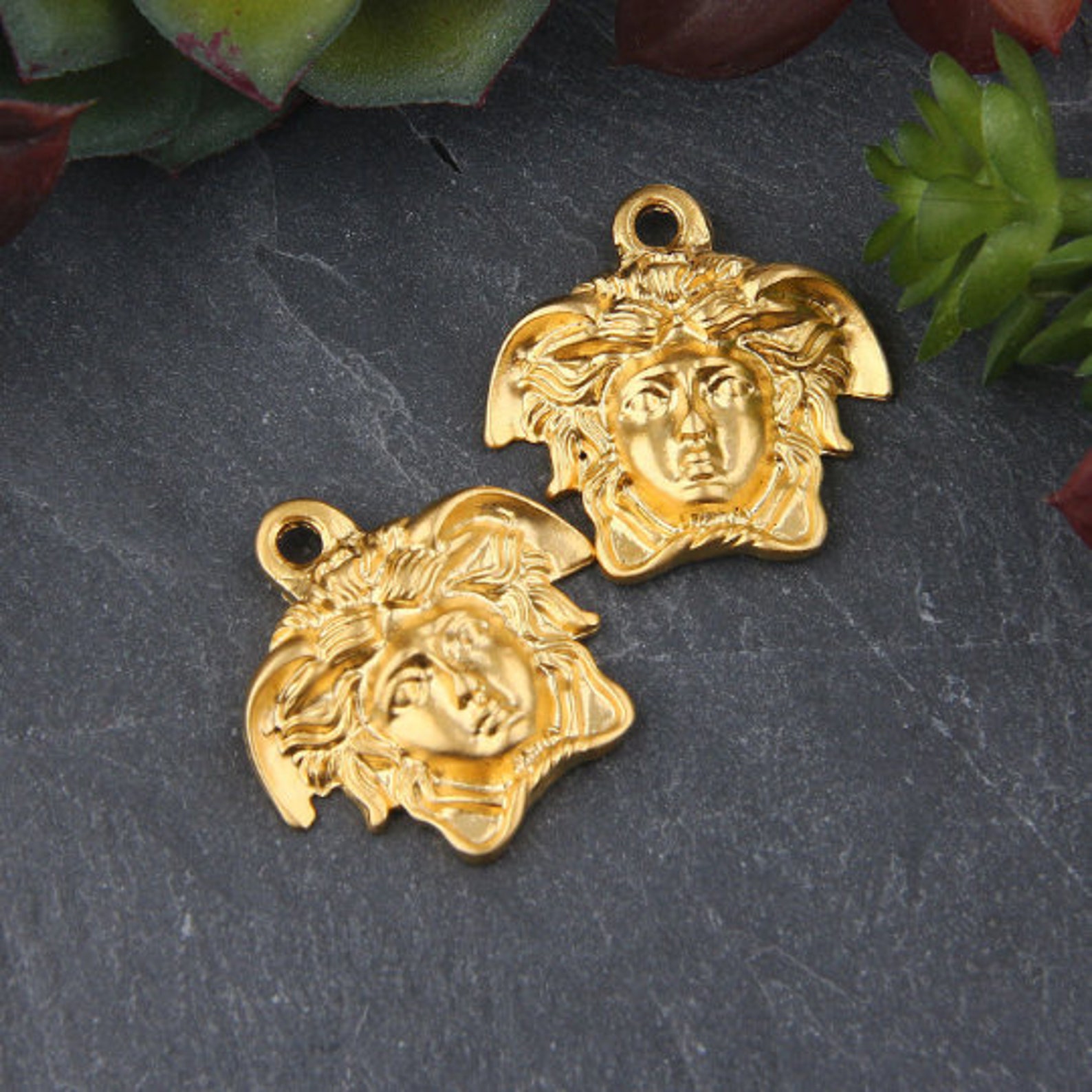 2 Medusa Pendant Charms, 1-sided Medusa Drop Charms, Medusa Pendant ...