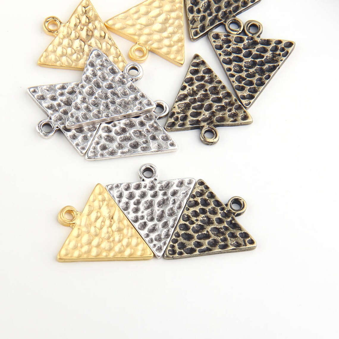 Hammered Triangle Pendants 22k Gold Plated Triangle Charms - Etsy